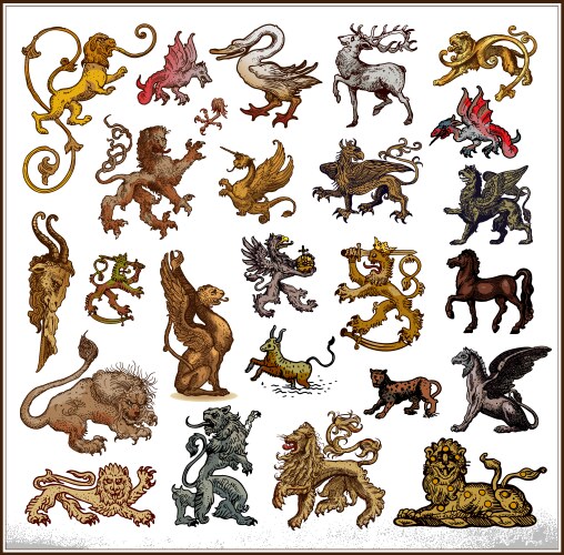 Heraldic elements collection Royalty Free Vector Image