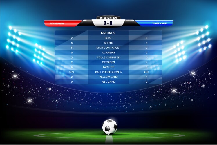 Soccer field with stadium match programs Vector Image