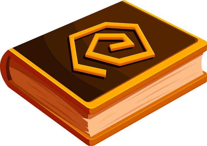 Old magic book cover with scrolls banner design Vector Image