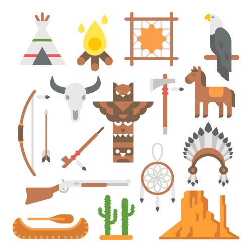 Native american kids clip art set Royalty Free Vector Image