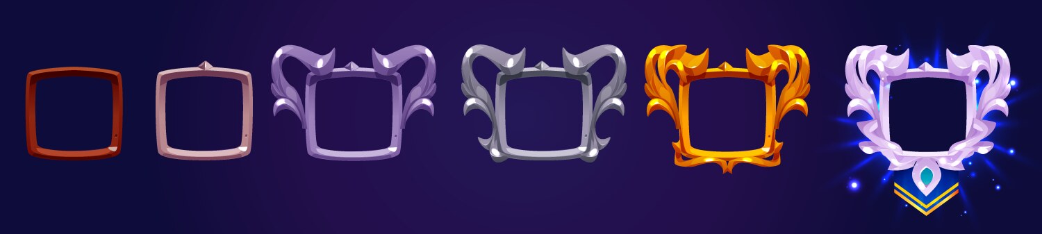 Gold ranking achievement badges for game Vector Image