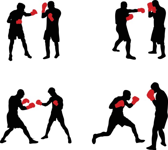 Boxing Athletes in Silhouette Royalty Free Vector Image