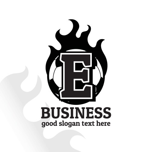 Football logo design with fire back silhouette Vector Image
