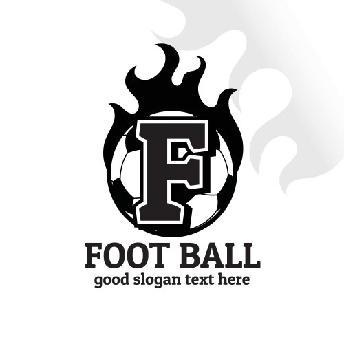 Football logo design with fire back silhouette Vector Image
