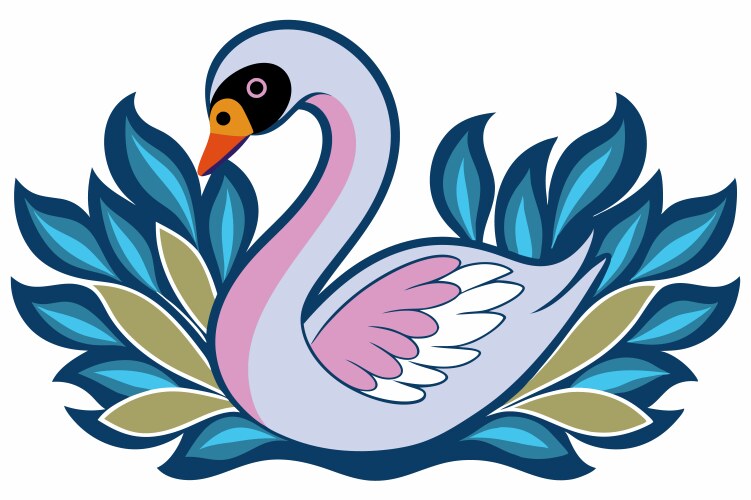 Swan design with fine details Royalty Free Vector Image