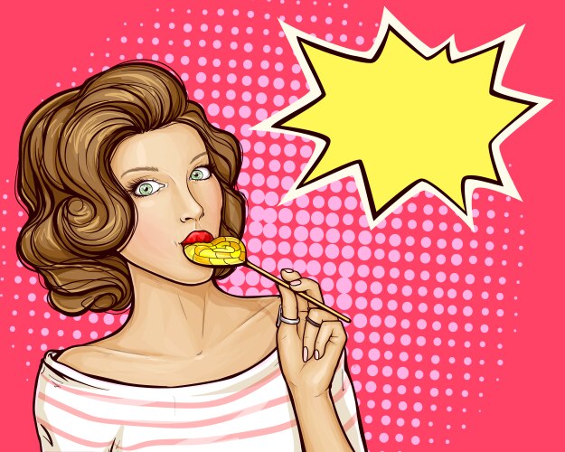 Sexy Pop Art Girl Holding A Cocktail In Her Hand Vector Image
