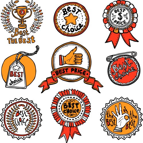 Best choice golden badges premium quality labels Vector Image