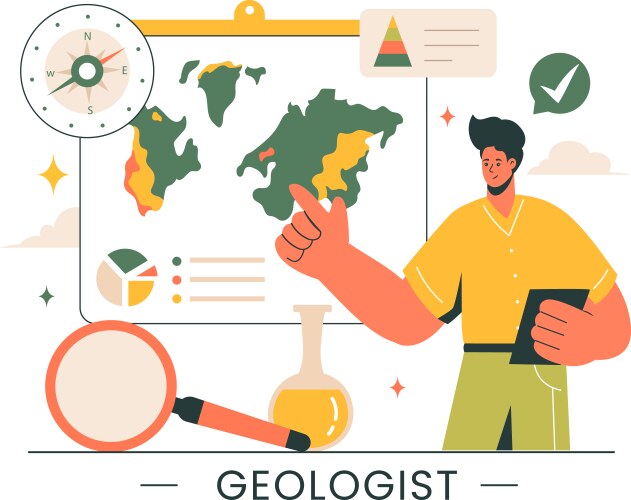 Geologist with soil analysis and features Vector Image
