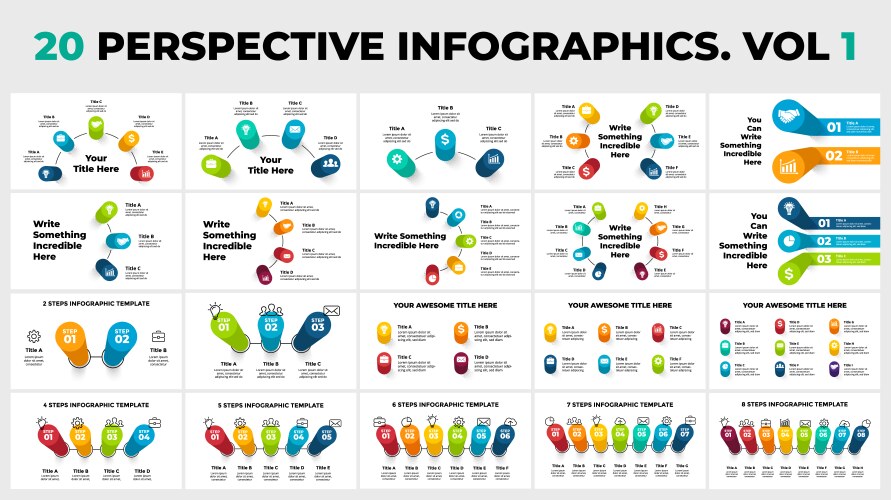 Collection of 12 templates for infographics Vector Image