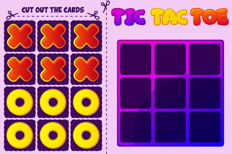 Tic tac toe ui with arow cursor board logic game Vector Image