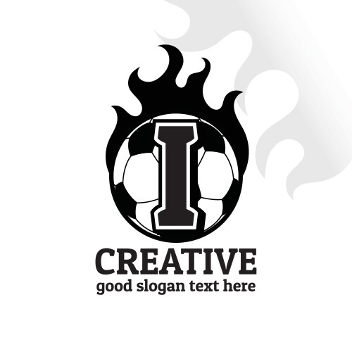 Football logo design with fire back silhouette Vector Image