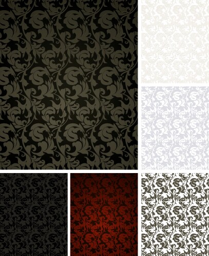 Seamless wallpaper pattern set of six colors Vector Image