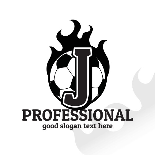 Football logo design with fire back silhouette Vector Image