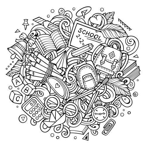 Cartoon hand drawn doodles on a school Royalty Free Vector