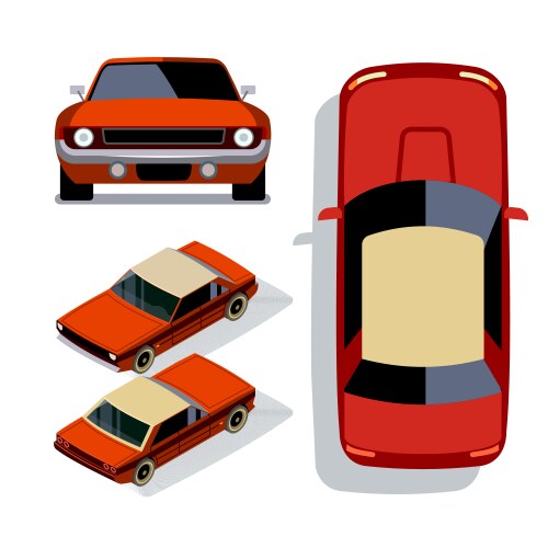 Outline sedan car drawing in different Royalty Free Vector