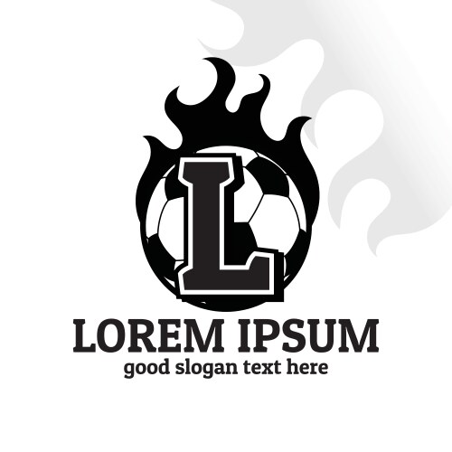 Football logo design with fire back silhouette Vector Image