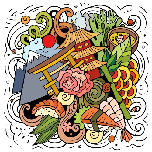 Japan cartoon doodle Royalty Free Vector Image