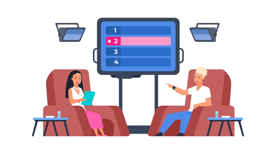 Quiz tv show smart competition with three players Vector Image