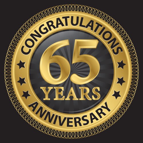 65 years happy birthday congratulations gold label