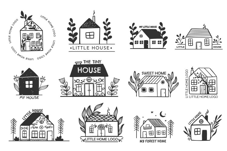 Collection house logos Royalty Free Vector Image