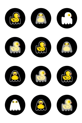 Yellow duck ghost halloween cute spooky character Vector Image