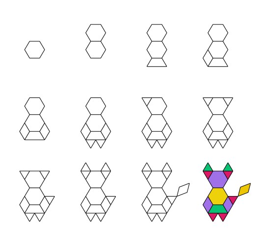 Step by worksheet easy guide to drawing Royalty Free Vector