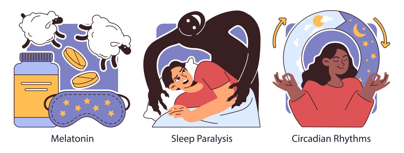 Insomnia set diverse characters suffering from Vector Image