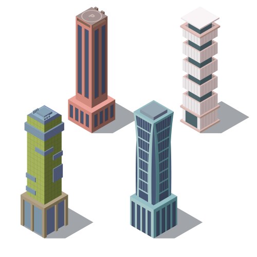 Building set and skyscrapers Royalty Free Vector Image