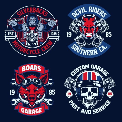 Set of biker emblems Royalty Free Vector Image