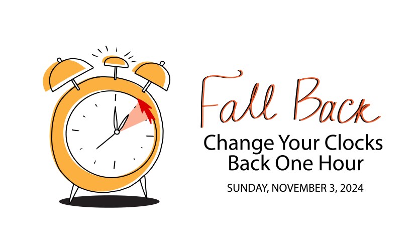 Daylight saving time ends 2023 fall back concept Vector Image