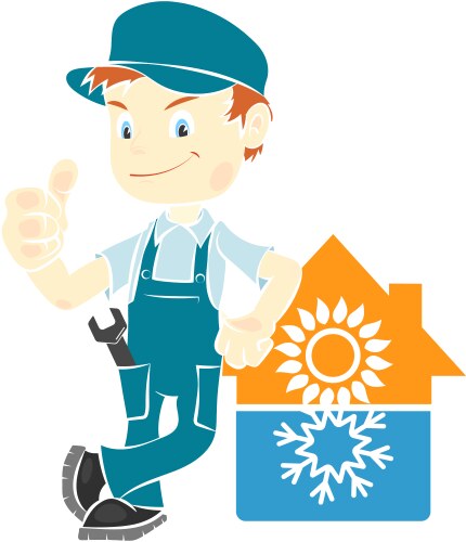 Air conditioner repair man cartoon Royalty Free Vector Image