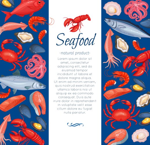 Seafood menu background Royalty Free Vector Image