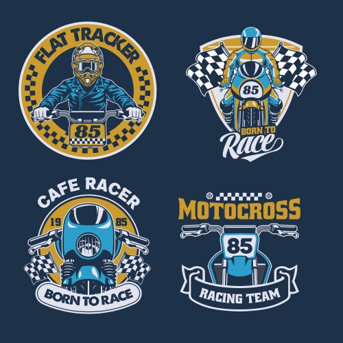 Custom motorcycle colorful label Royalty Free Vector Image