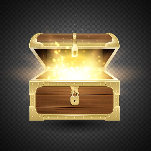 Realistic wooden chest with coins Royalty Free Vector Image