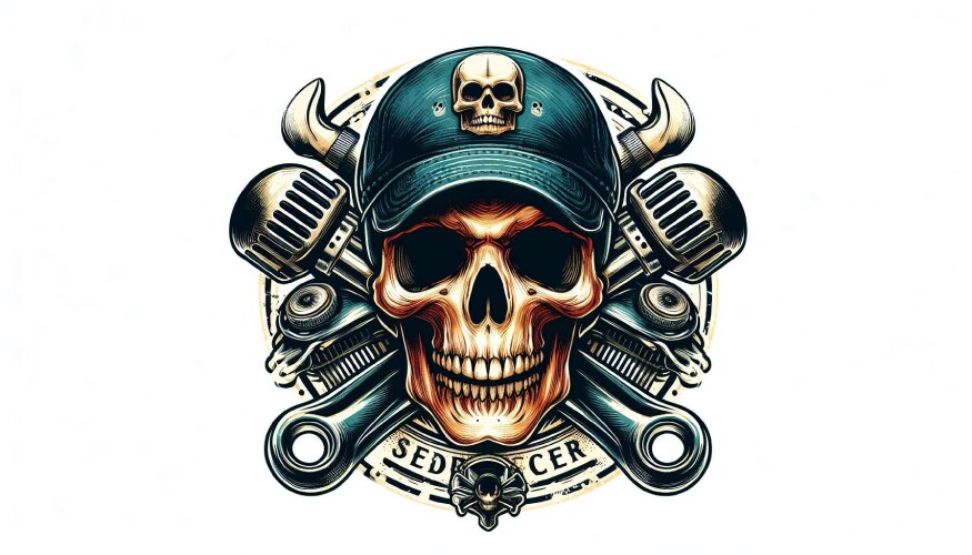 Biker skull logo Royalty Free Vector Image - VectorStock