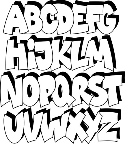 Bright cartoon comic graffiti font alphabet Vector Image