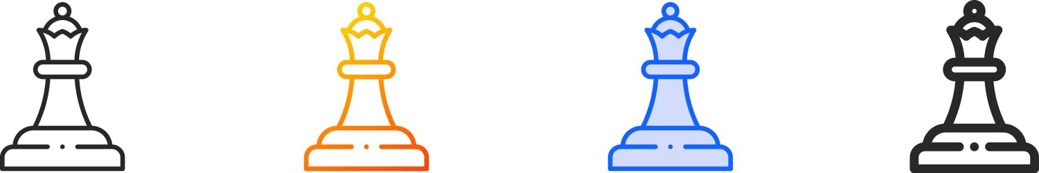 Chess piece iconthin linear gradient blue stroke Vector Image