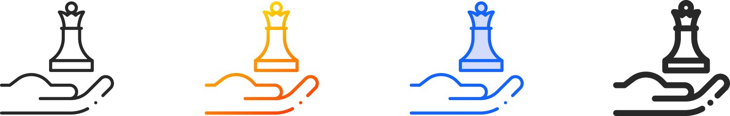 Chess pieces iconthin linear gradient blue stroke Vector Image