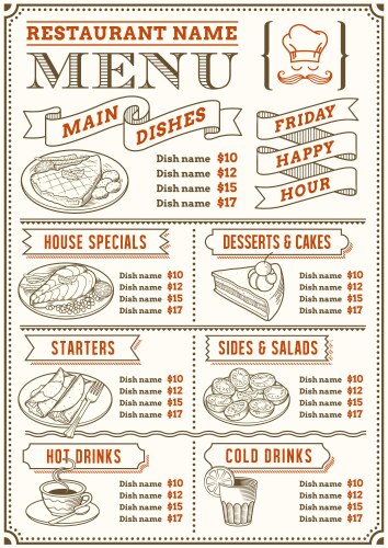 Menu tray Royalty Free Vector Image - VectorStock