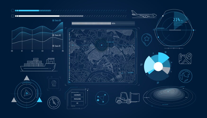 Set of infographic elements about geolocation Vector Image