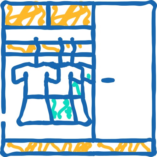 Wardrobe with clothes for actor icon doodle Vector Image