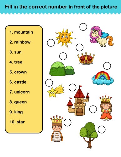 Fill in the correct number front Royalty Free Vector Image