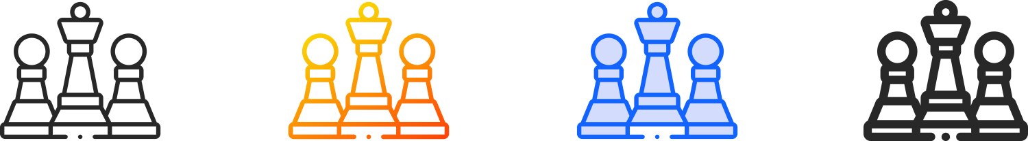 Chess iconthin linear gradient blue stroke Vector Image