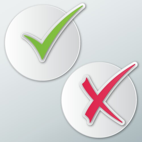 3d realistic red wrong check mark sign in circle Vector Image