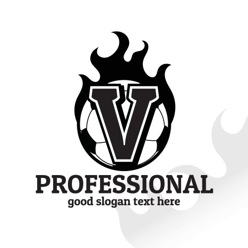 Football logo design with fire back silhouette Vector Image