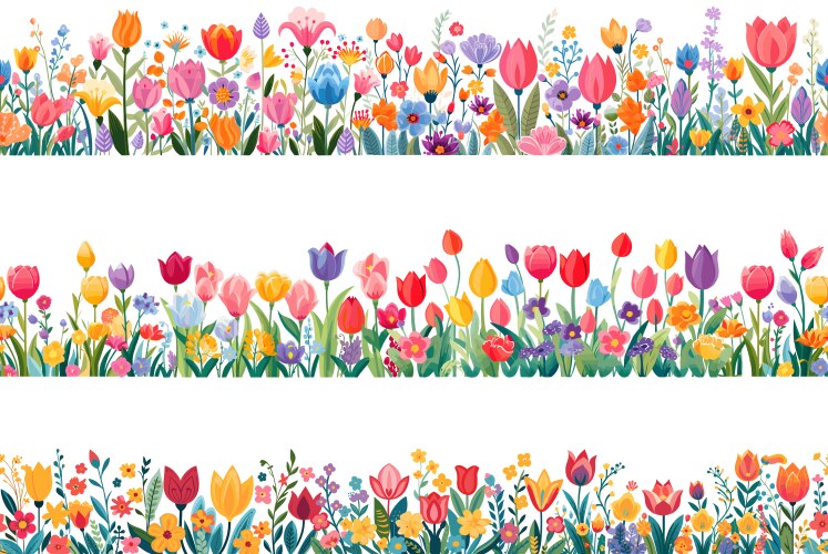 Horizontal Flower Border Vector Images (over 7,900)