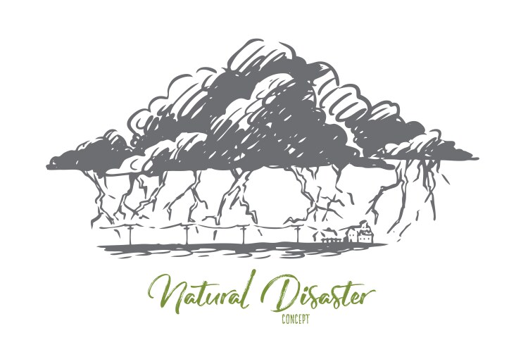 Thunderstorm cloud hand drawn Royalty Free Vector Image