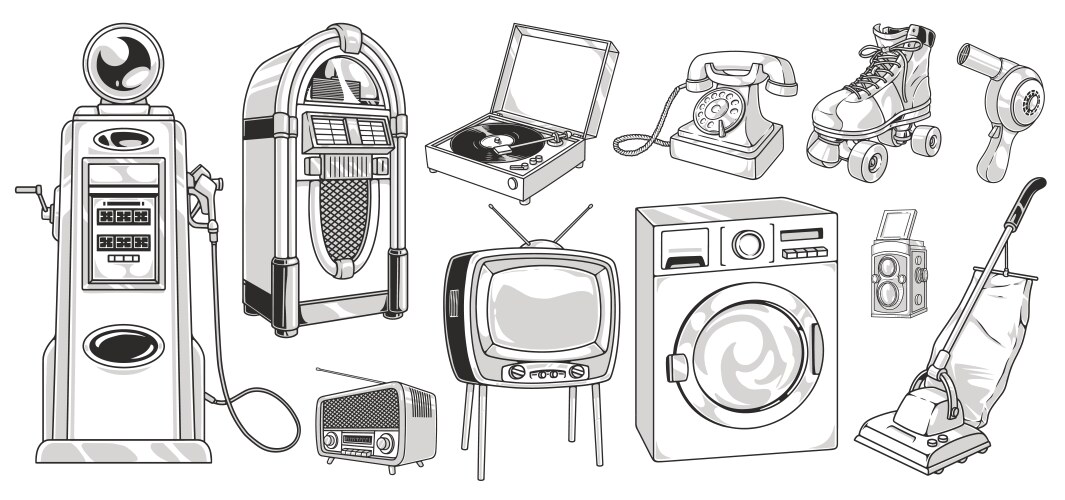 Pinup culture monochrome set label Royalty Free Vector Image