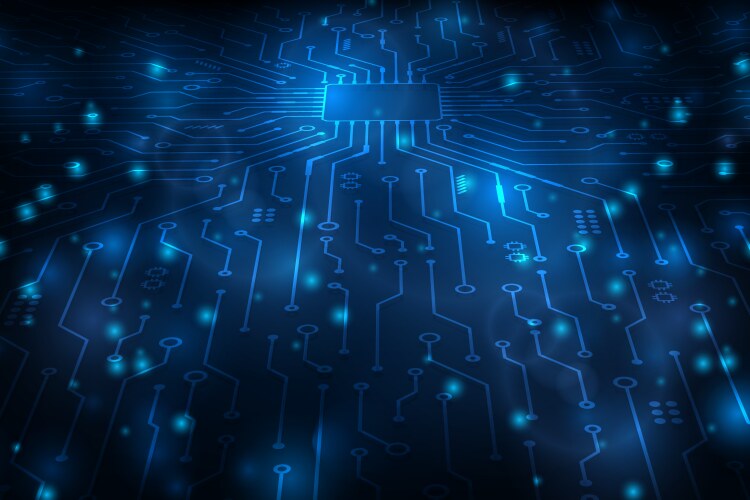 Cpu chip and circuit board blue microprocessor Vector Image