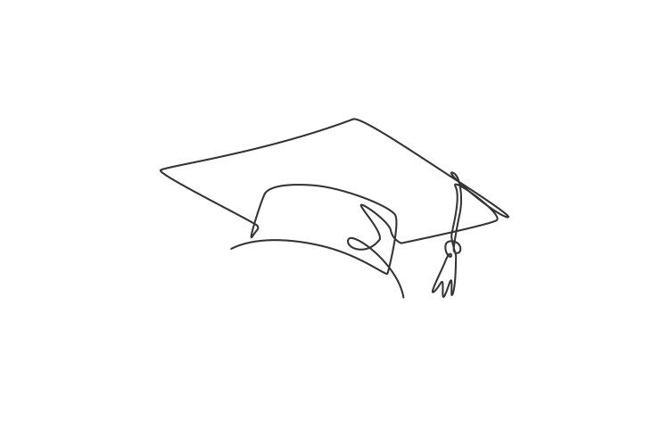 One continuous line drawing of graduation cap Vector Image